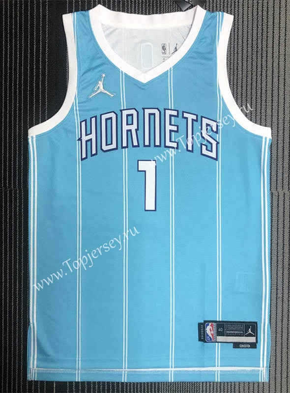 75th Anniversary Charlotte Hornets Blue #1 NBA Jersey-311-Charlotte ...