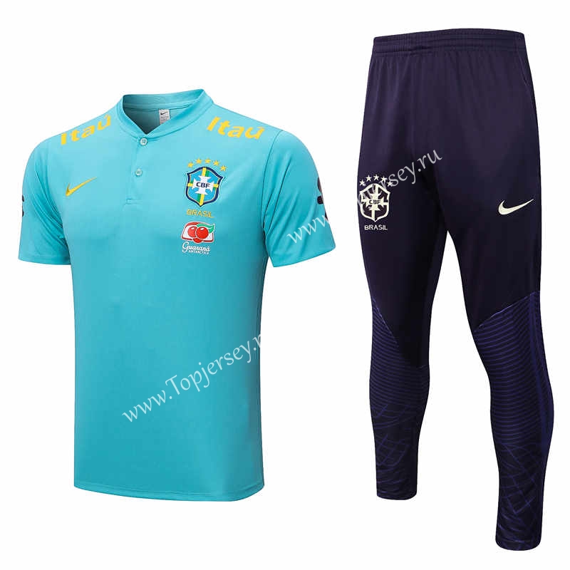 2022-2023 Brazil Light Blue Thailand Polo Uniform-815-Brazil| topjersey