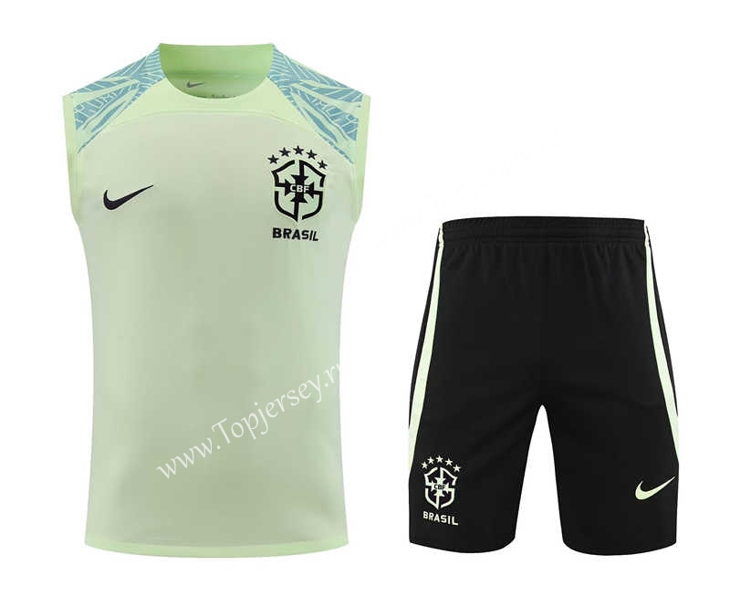 2022-2023 Brazil Light Green Thailand Soccer Vest Uniform-418-Brazil ...
