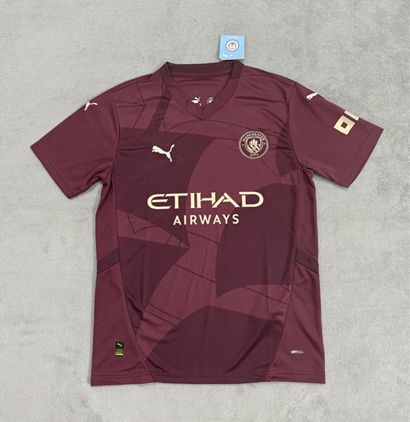 (S-5XL) 2024-2025 Manchester City 2nd Away Dark Red Thailand Soccer ...