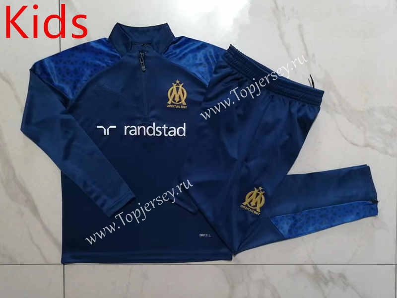 2023-2024 Olympique de Marseille Up-cyan Kids/Youth Soccer Tracksuit ...